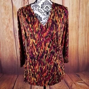 Susan Graver | Tops | Susan Graver Womens Red V Neck Blouse | Poshmark